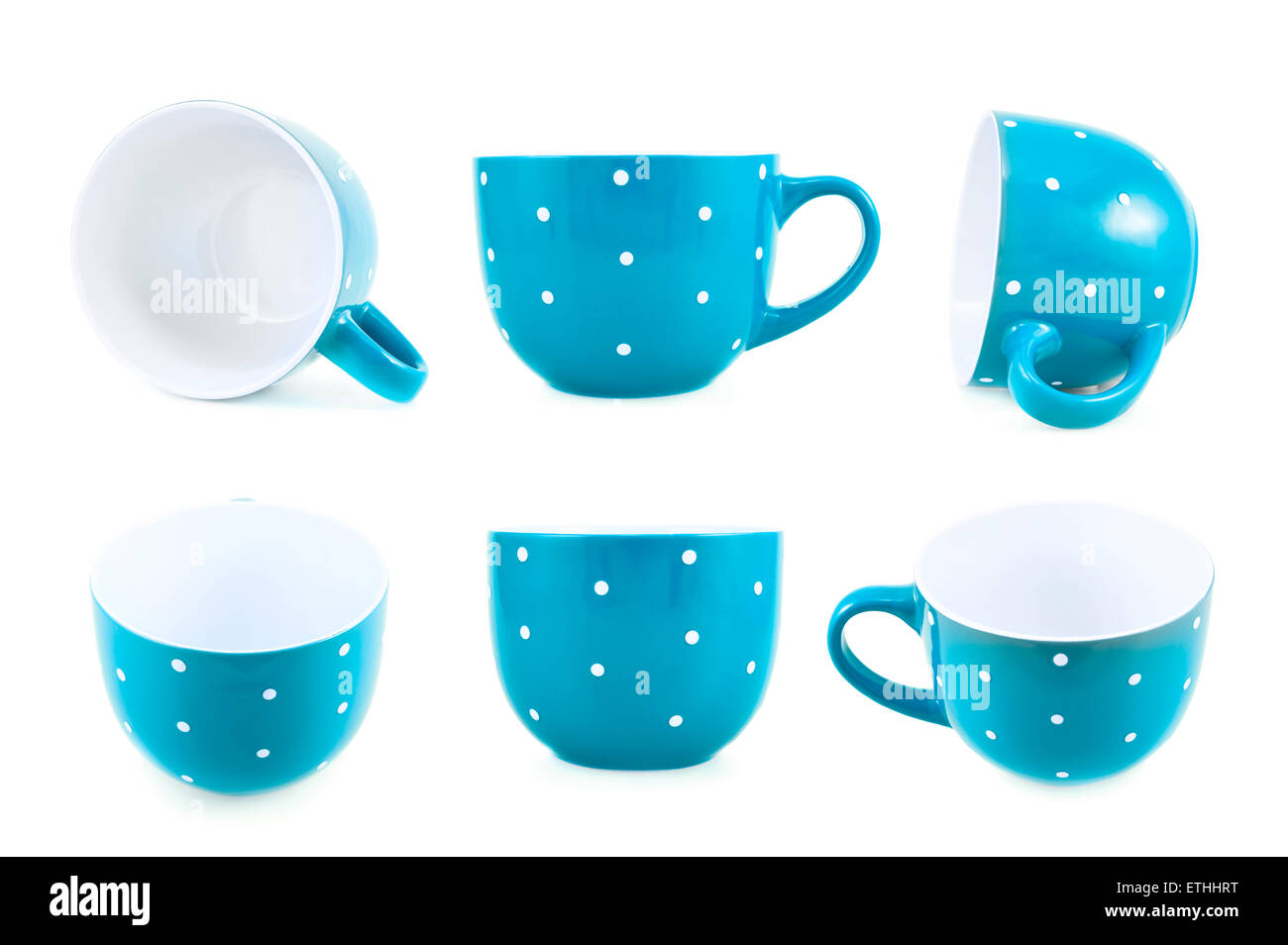 Blue polka dot cup isolated Stock Photo - Alamy