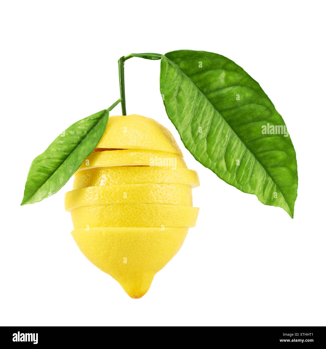 Sliced lemon with the leaves Stock Photo - Alamy