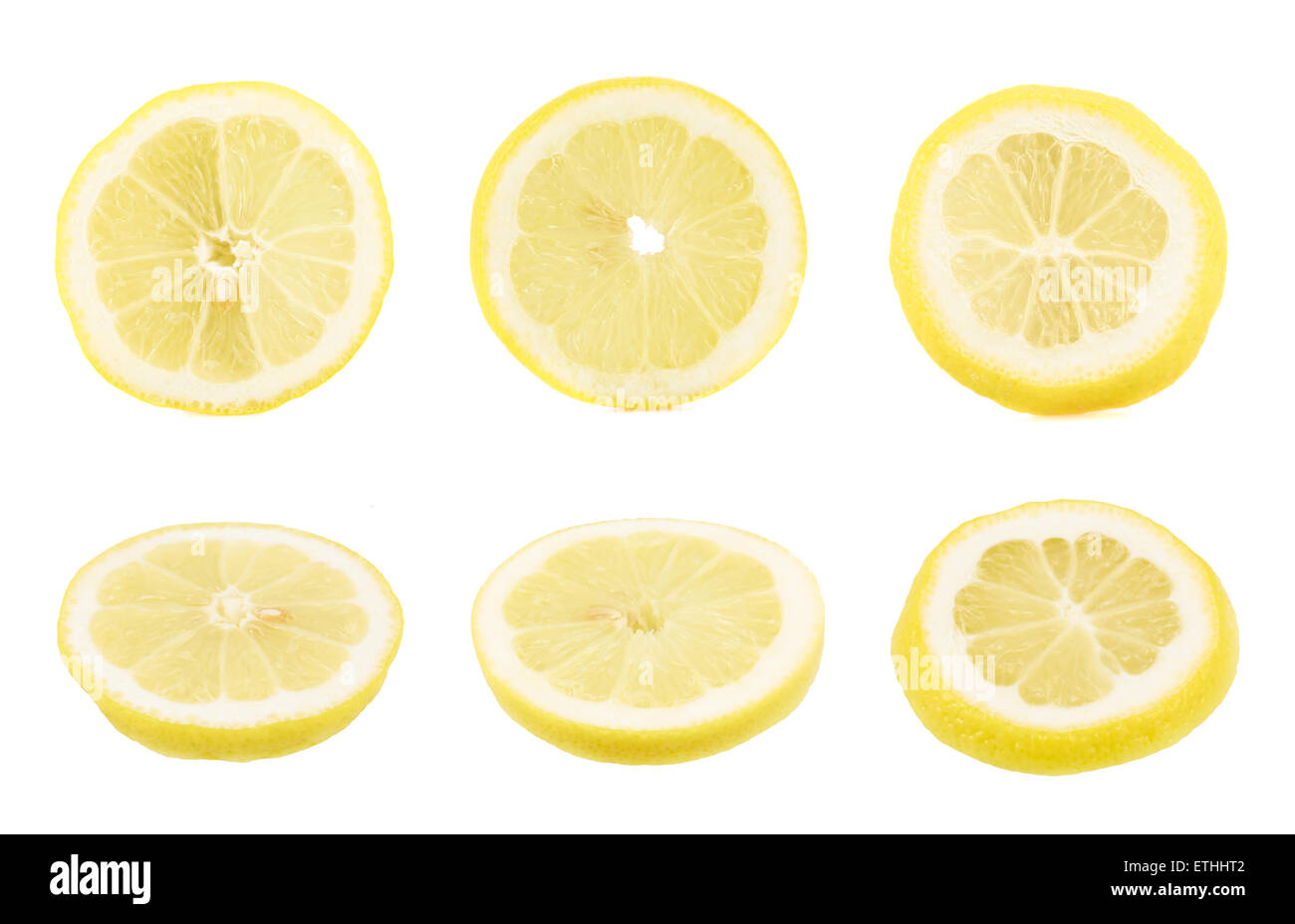 Round lemon slices isolated Stock Photo - Alamy