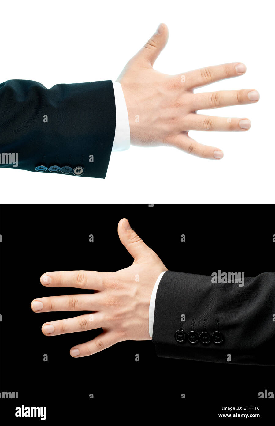 Caucasian hand in a business suit isolated Stock Photo - Alamy
