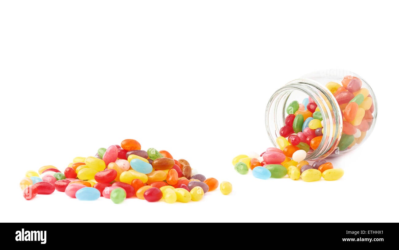 Composition of a jar and jelly beans Stock Photo - Alamy