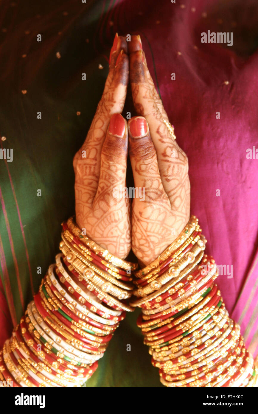 Indian Henna Prayer Hands High Resolution Stock Photography and Images ...