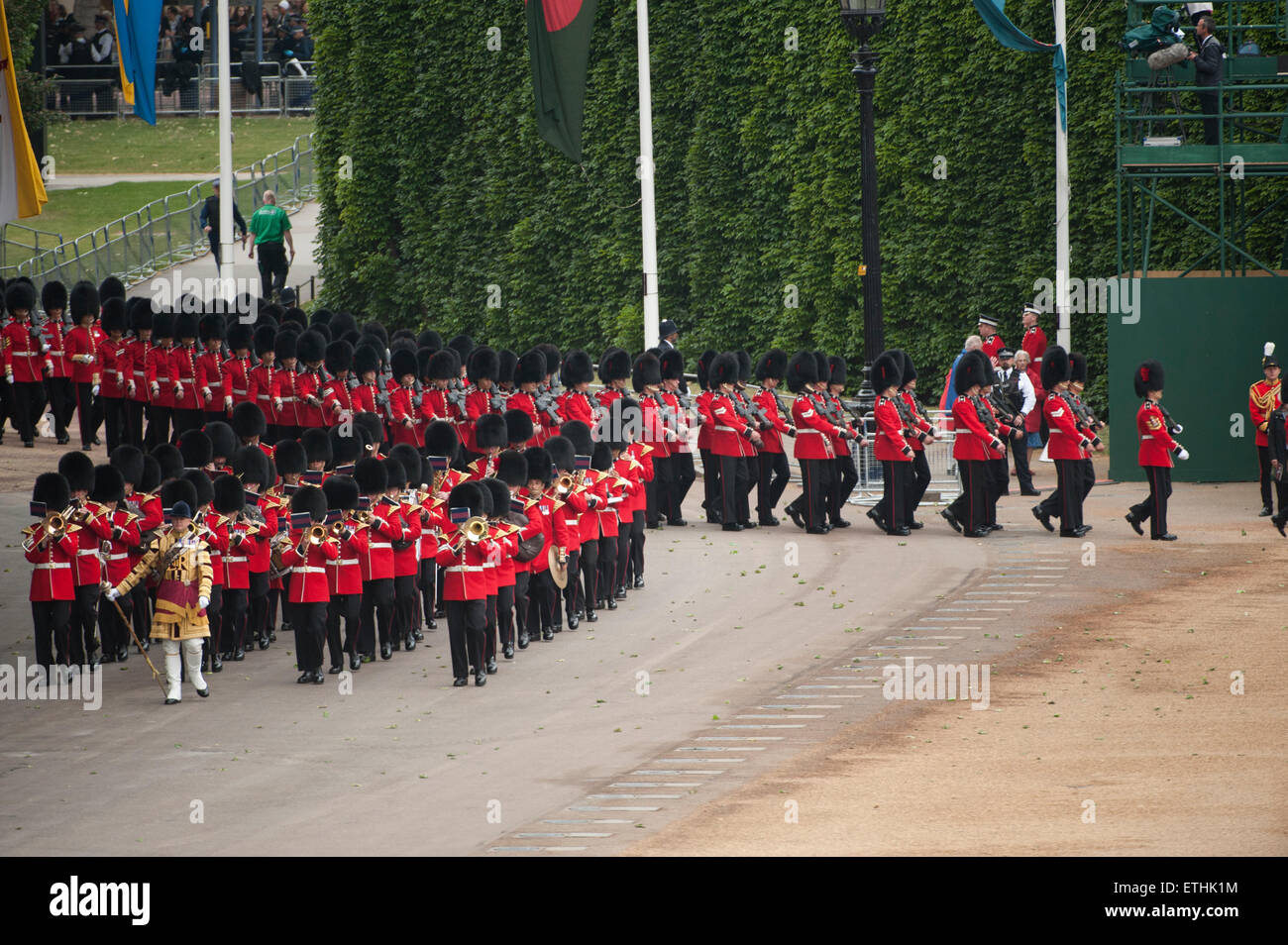 Band of the Coldstream Guards arrives at Horse Guards for 2015 Trooping ...