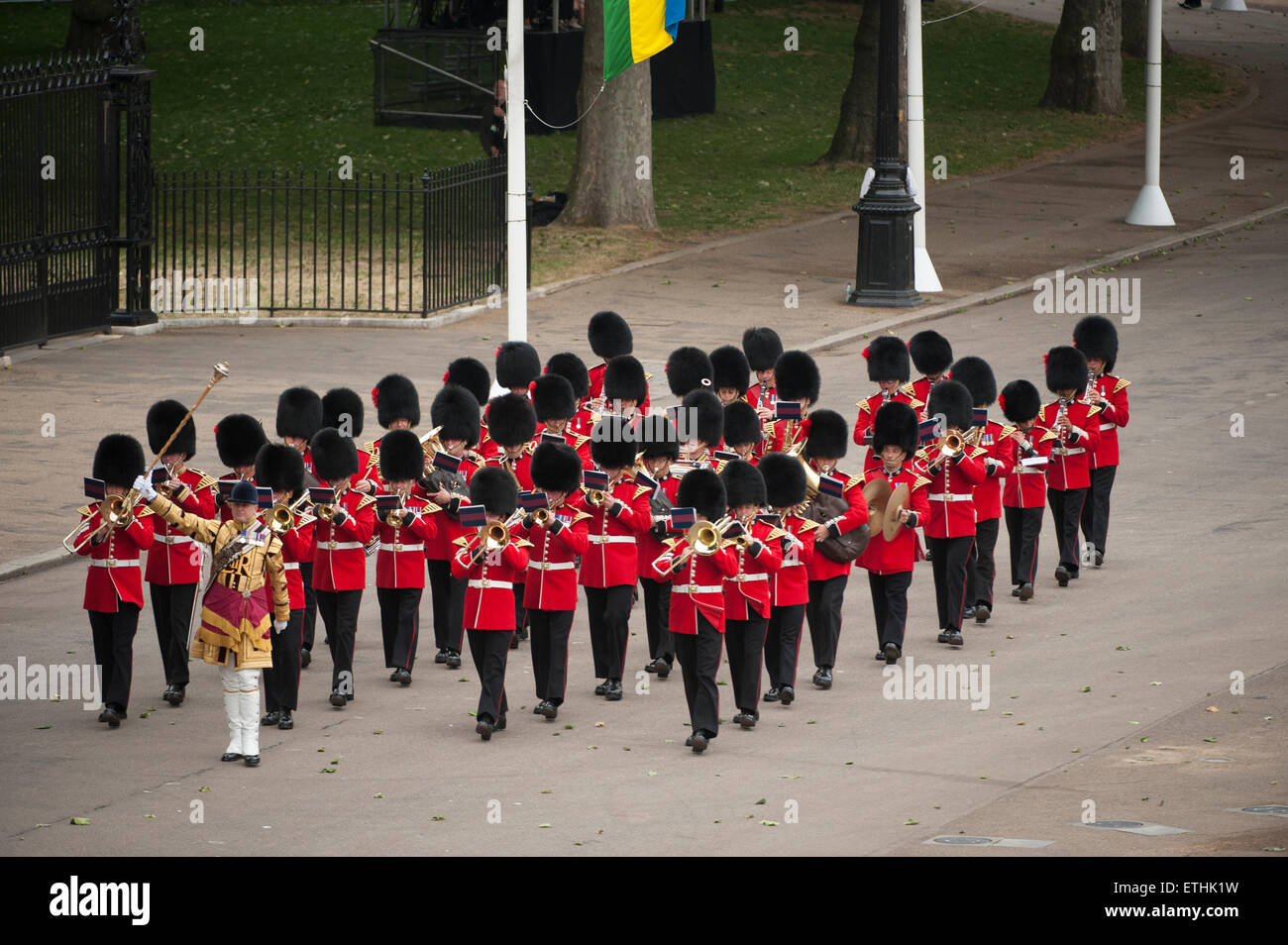 Band of the Coldstream Guards arrives at Horse Guards for 2015 Trooping ...