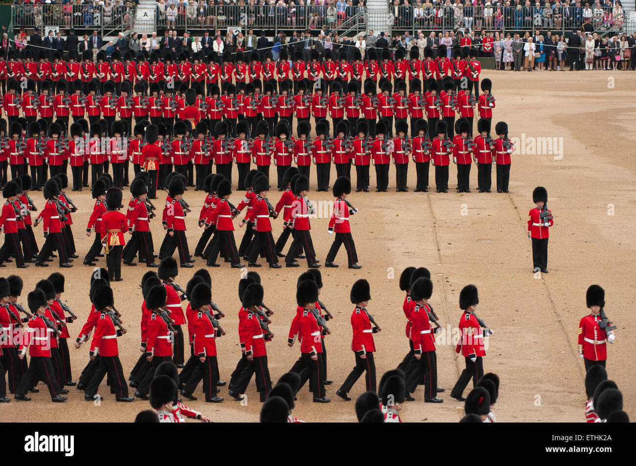1st Battalion Welsh Guards arrive (March On) at Horse Guards Parade for ...
