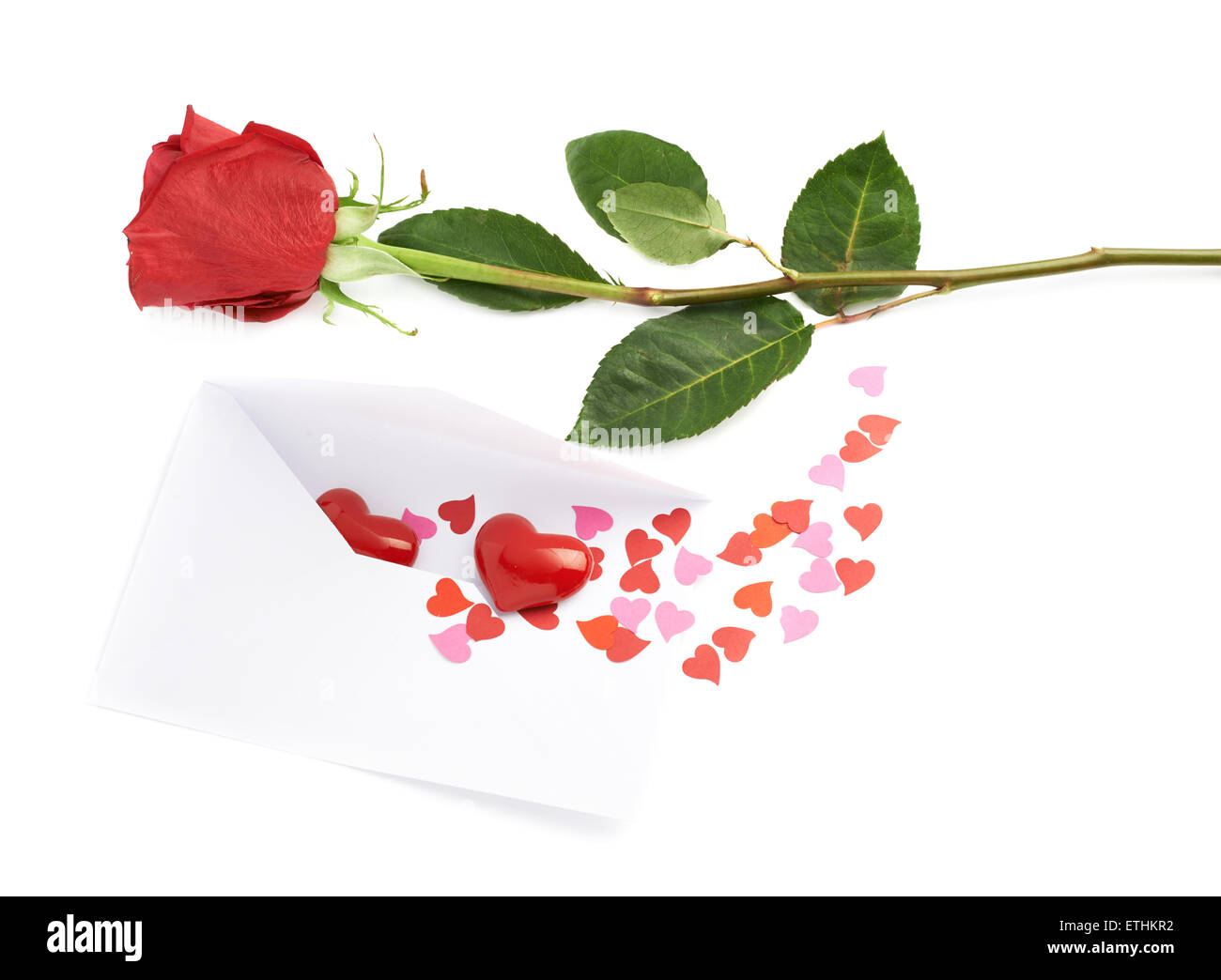 Envelope heart rose Cut Out Stock Images & Pictures - Alamy