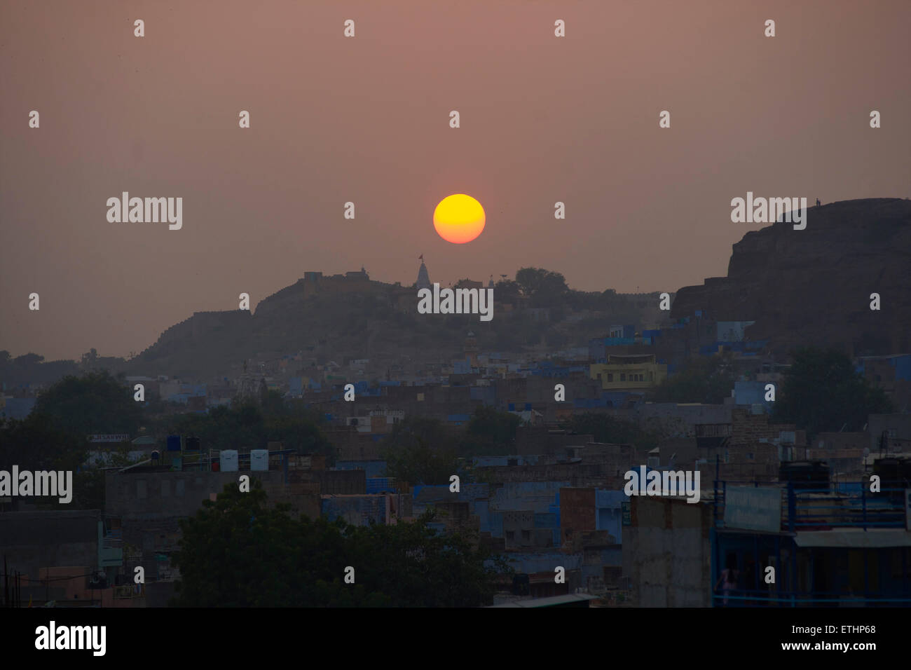 Sun setting over Jodhpur, Rajasthan, India Stock Photo - Alamy