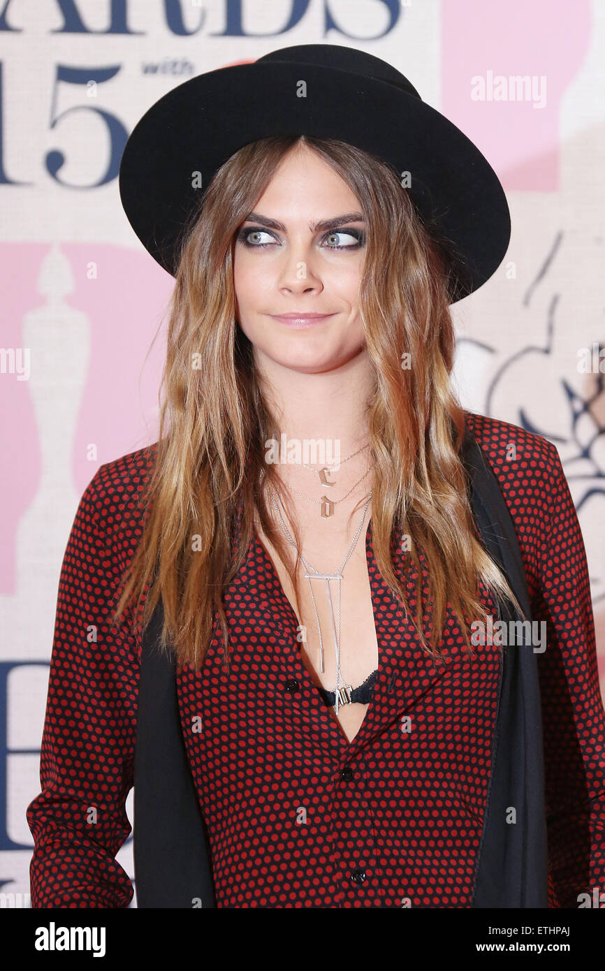 The Brit Awards 2015 (Brits) held at the O2 - Arrivals Featuring: Cara ...