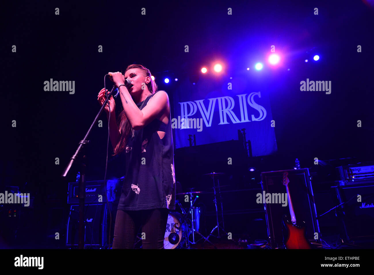 Rock band PVRIS performing live on stage during 'PTV & SWS World Tour ...