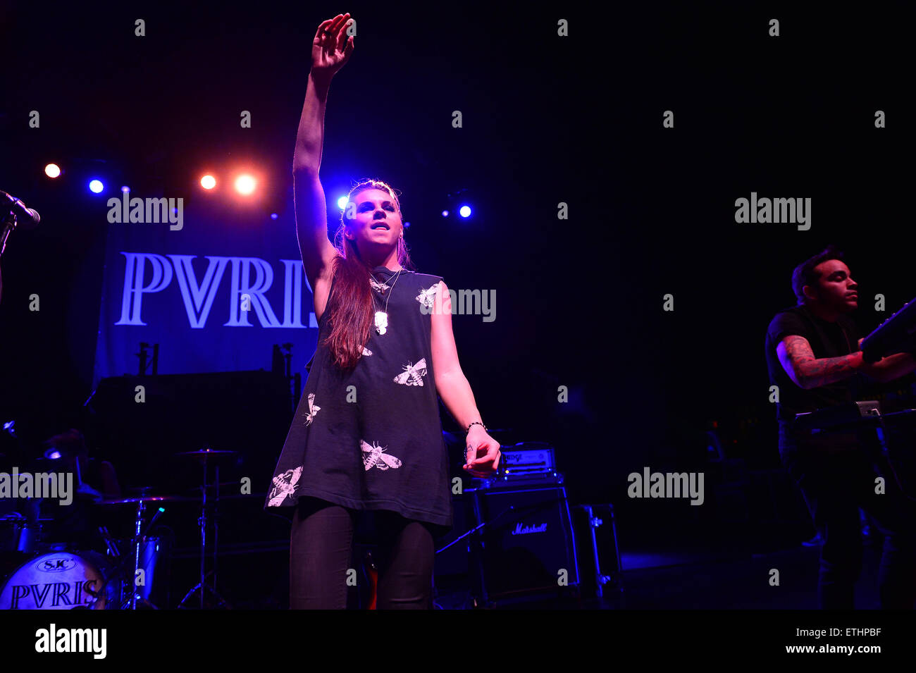 Rock band PVRIS performing live on stage during 'PTV & SWS World Tour ...