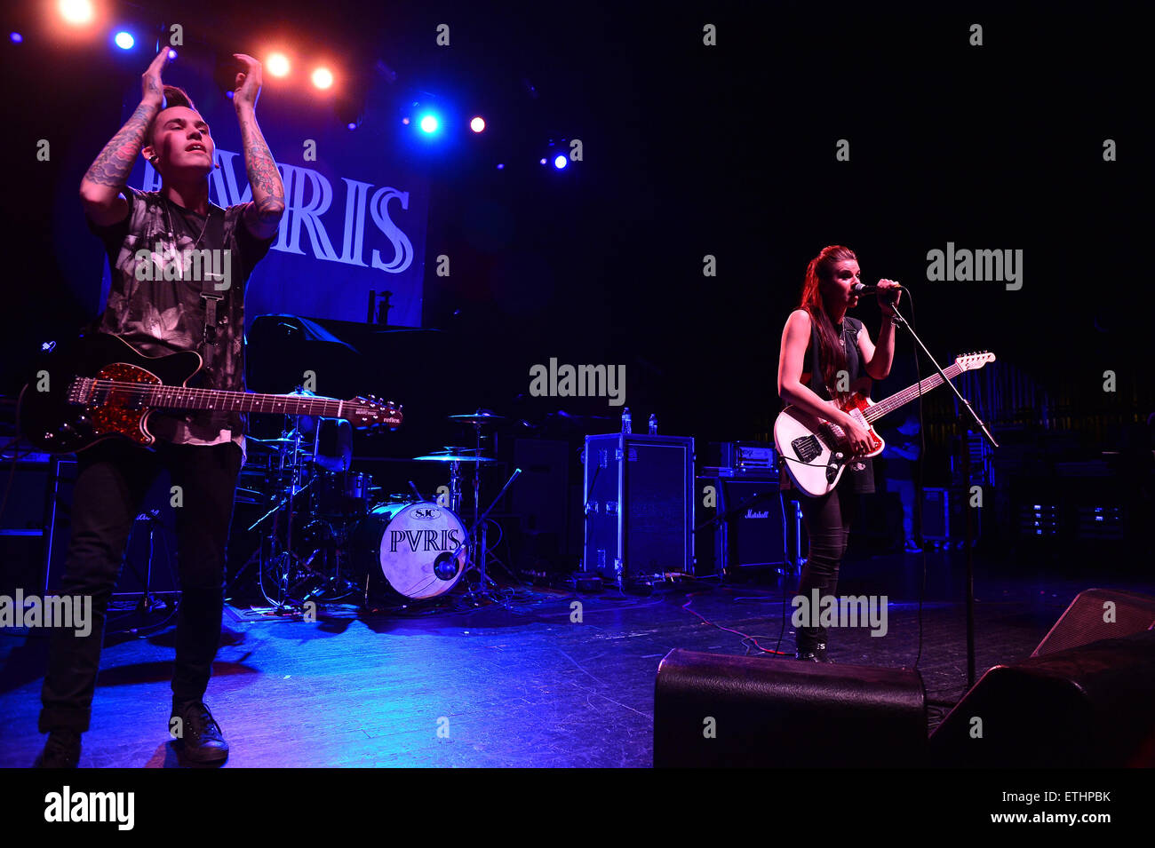 Rock band PVRIS performing live on stage during 'PTV & SWS World Tour ...