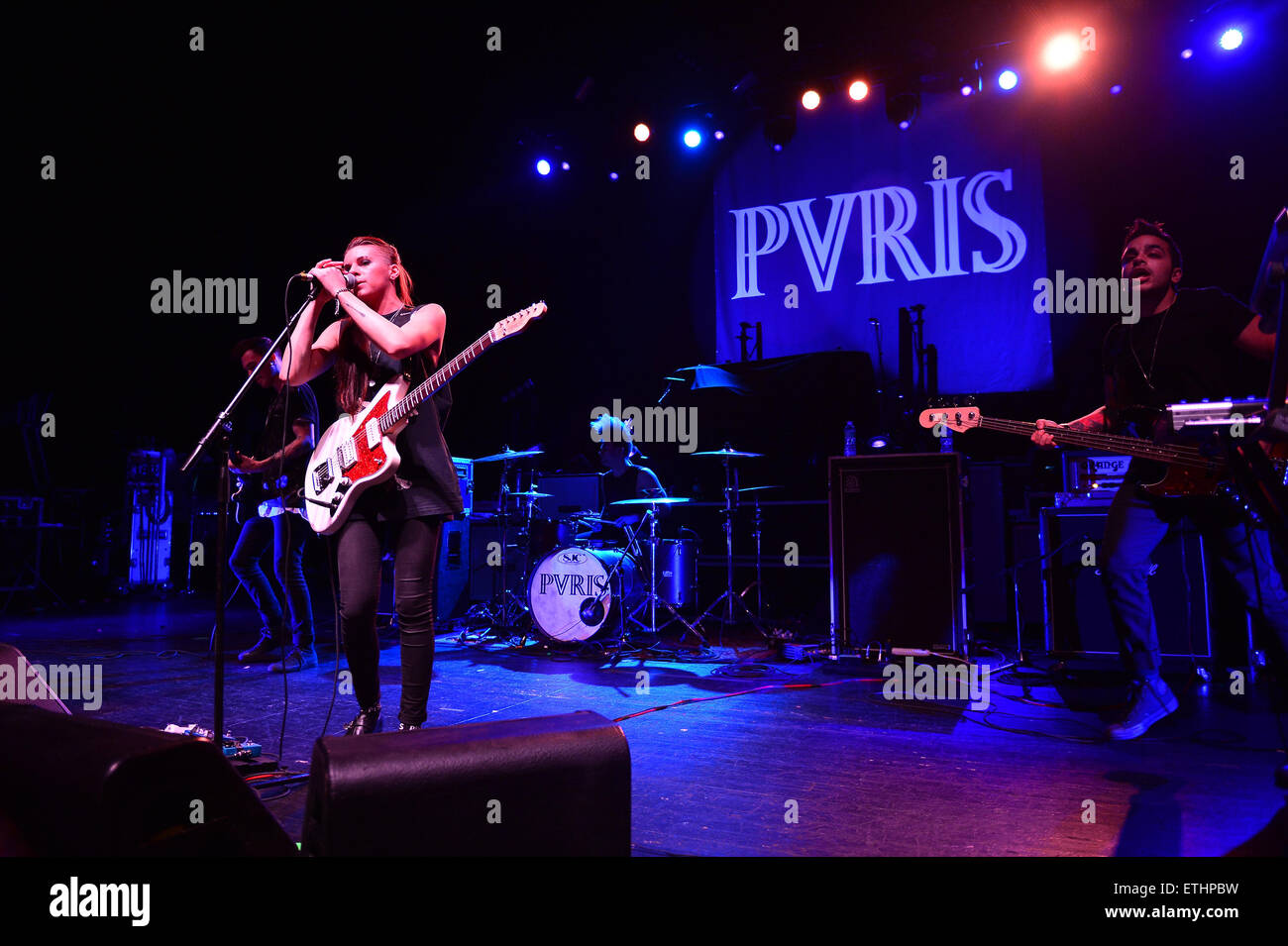 Rock band PVRIS performing live on stage during 'PTV & SWS World Tour ...