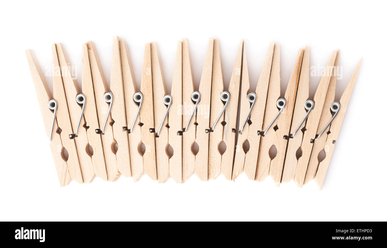 Wooden clothespin composition isolated Stock Photo - Alamy