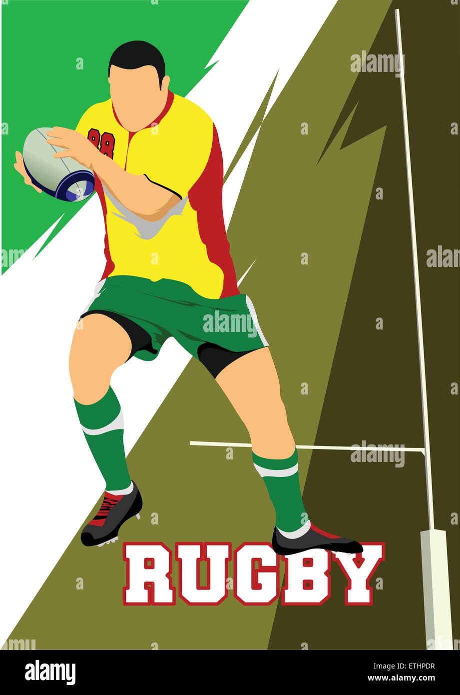 Rugby Player Silhouette. Vector illustration Stock Vector Image & Art ...