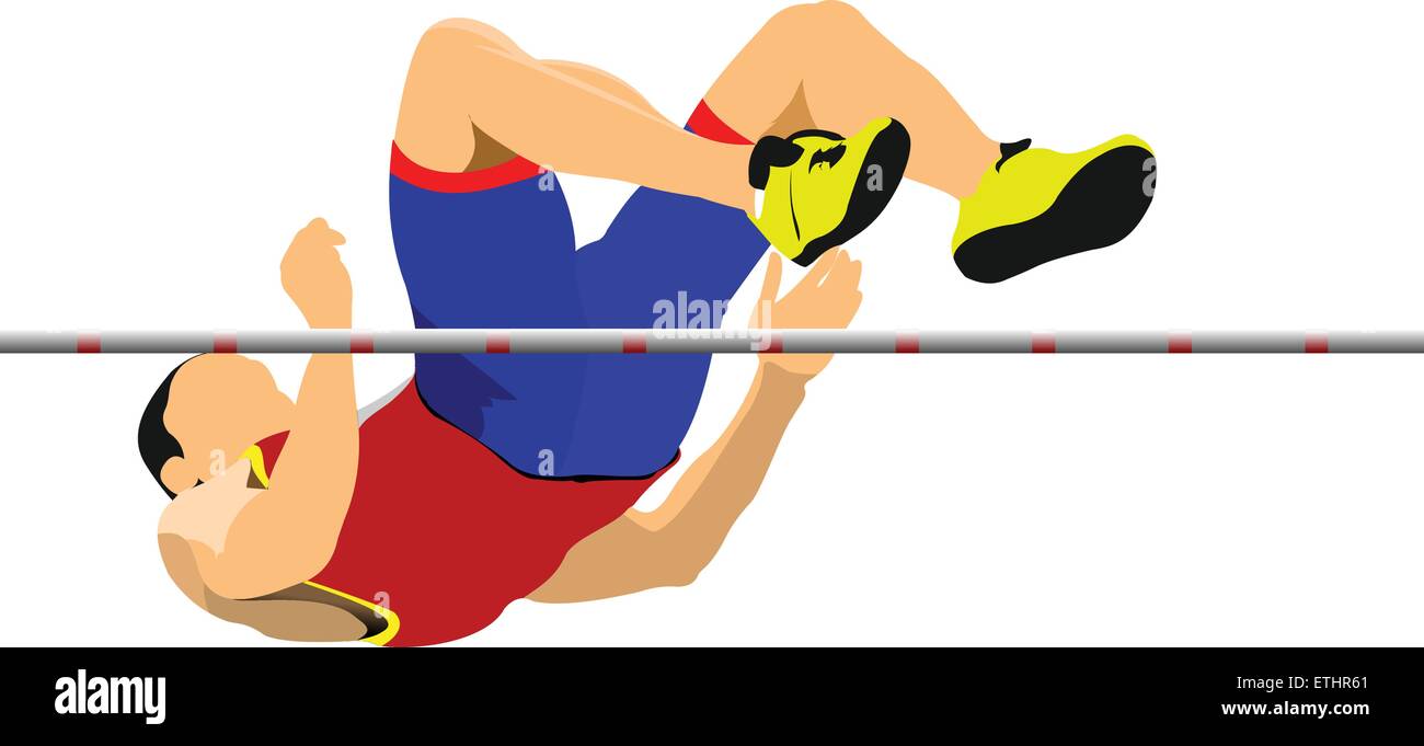 Man high jump. Sport. Track and field. Vector illustration Stock Vector ...