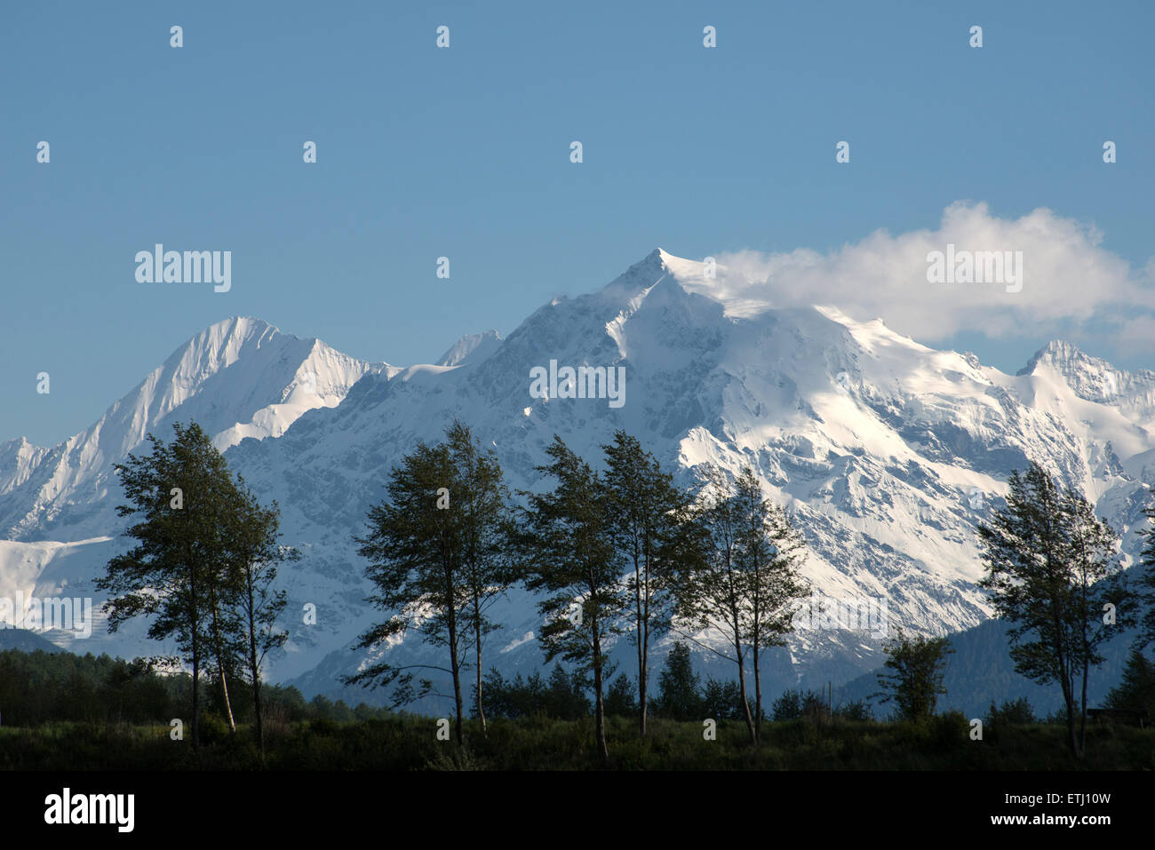 The massif of Mount Ortler beside the Reschensee, South Tyrol , Italy ...