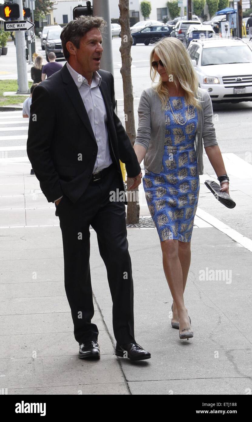 Dennis Quaid and his wife Kimberly hold hands as they leave Toscana ...