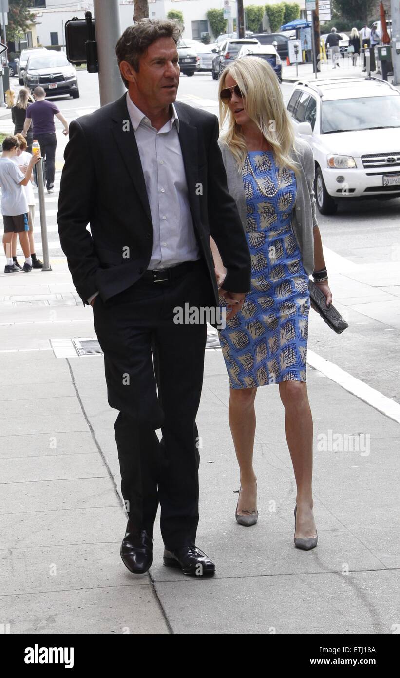 Dennis Quaid and his wife Kimberly hold hands as they leave Toscana ...