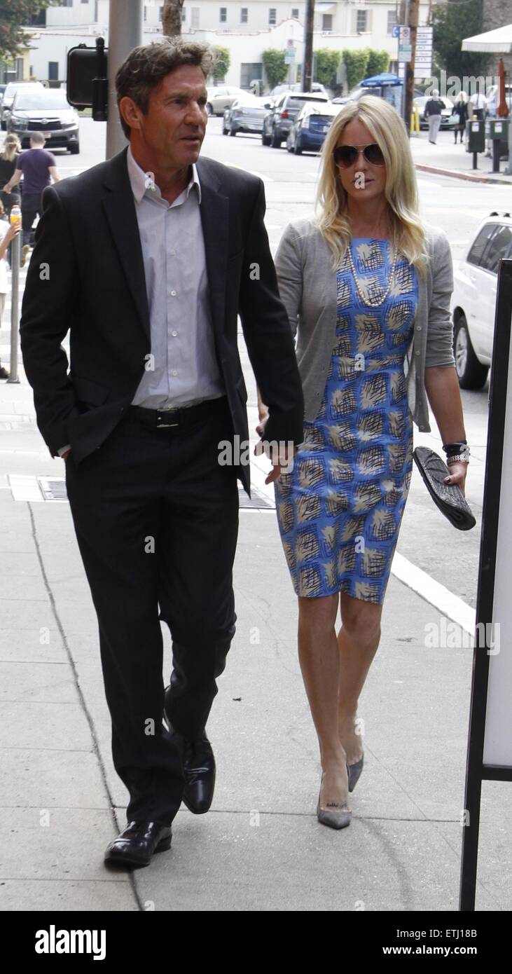 Dennis Quaid and his wife Kimberly hold hands as they leave Toscana ...