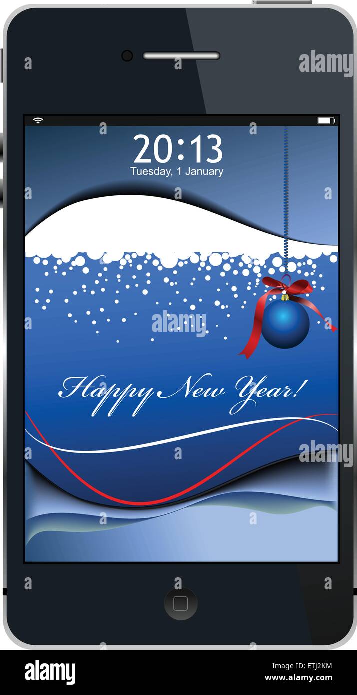 New Year concept mobile phone icon. Vector illustration Stock Vector ...