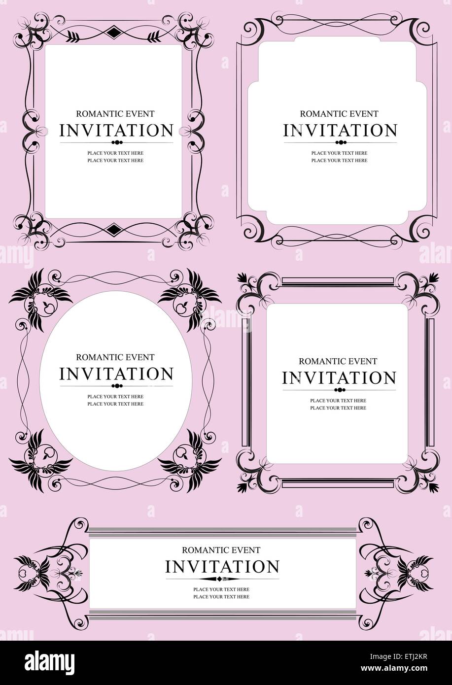 Collection of vector frames and ornaments with sample text Stock Vector ...