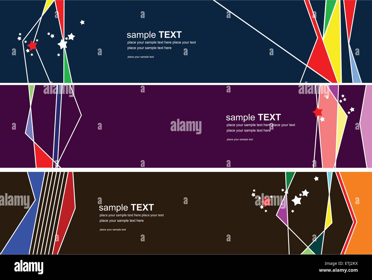 Three colorful Web design templates. Vector illustration Stock Vector ...