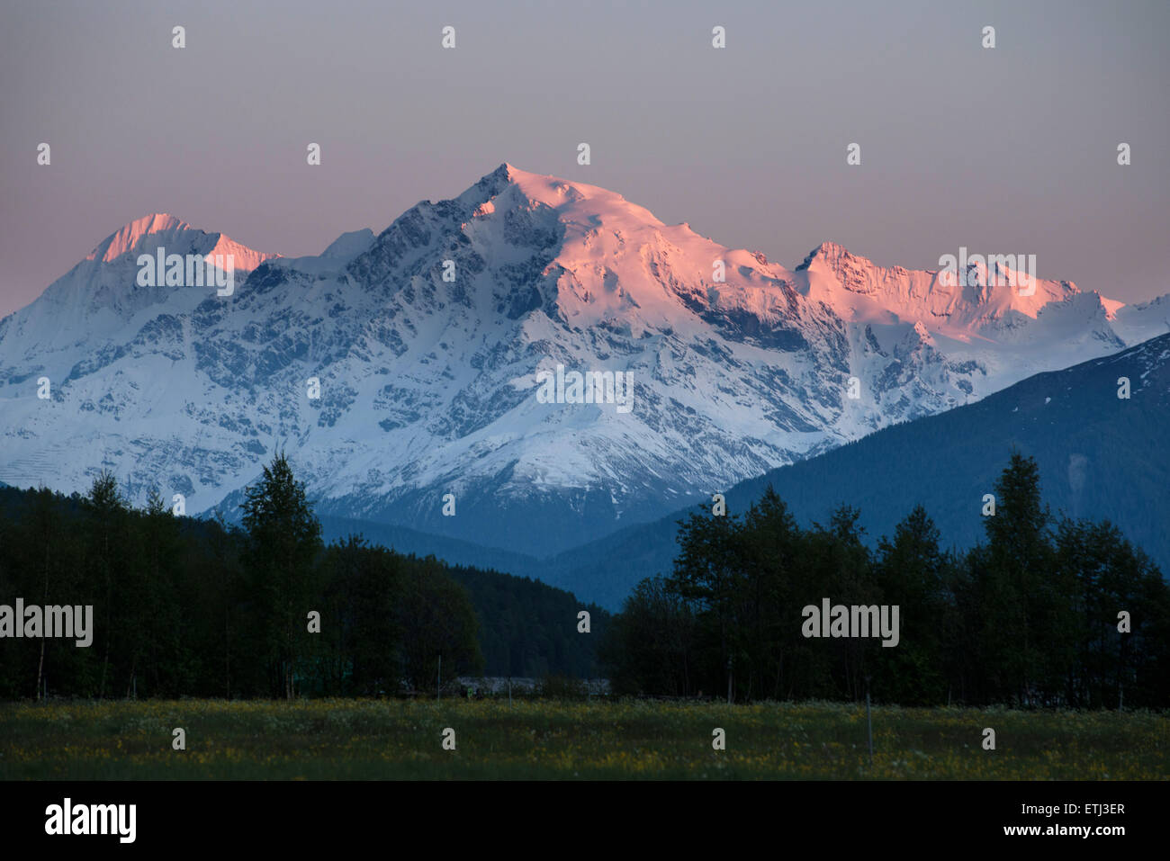 The massif of Mount Ortler beside the Reschensee, South Tyrol , Italy ...