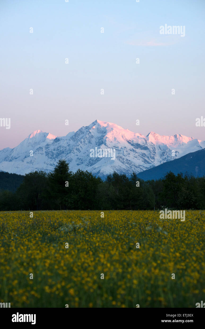 The massif of Mount Ortler beside the Reschensee, South Tyrol , Italy ...