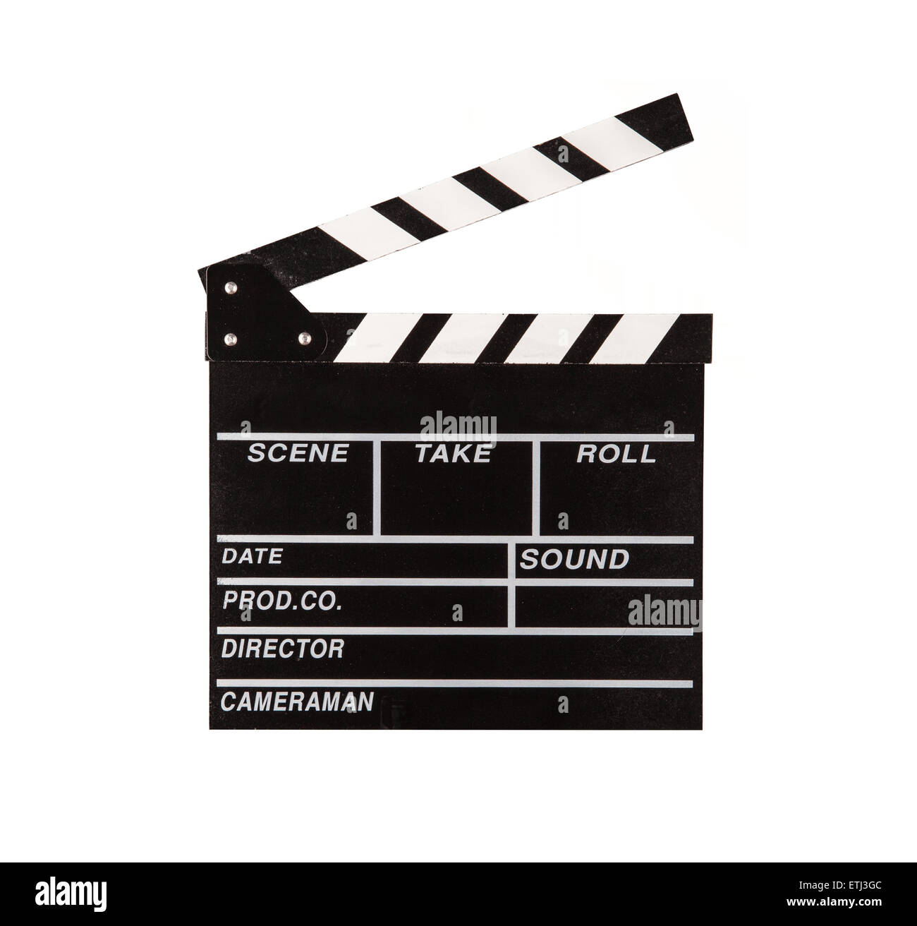Film clapper isolated on white background Stock Photo - Alamy