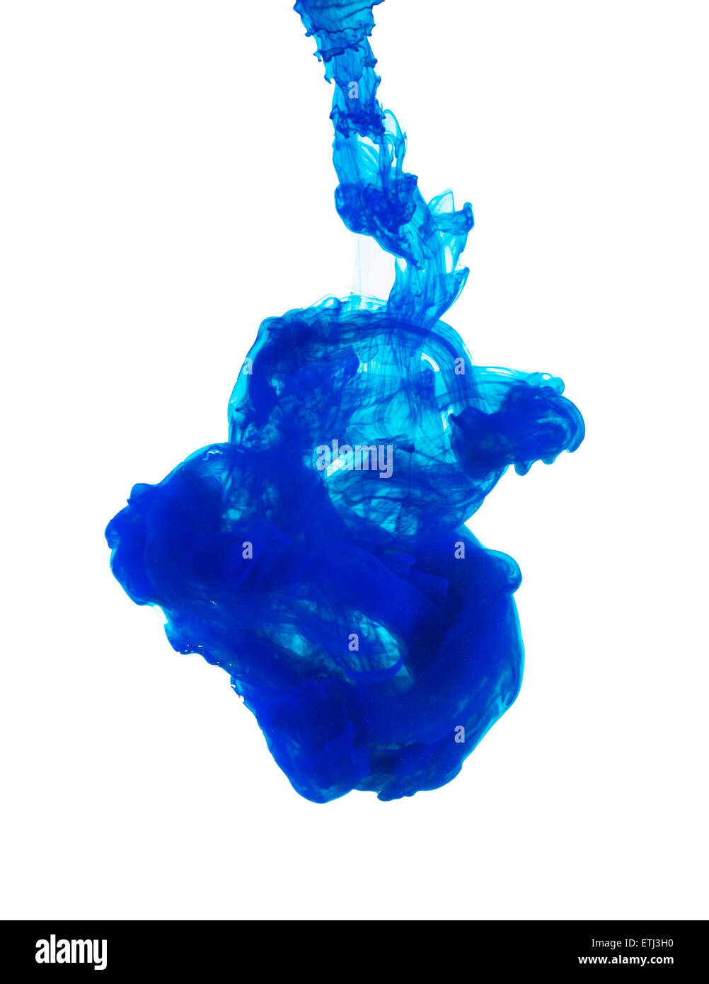 Studio shot of blue ink in water, isolated on white background Stock ...