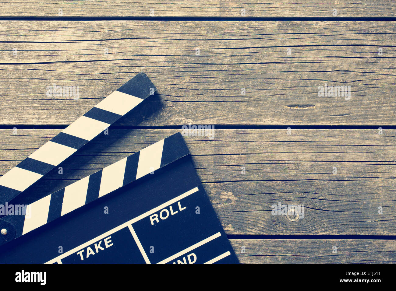 vintage photo shot of movie clapper Stock Photo - Alamy