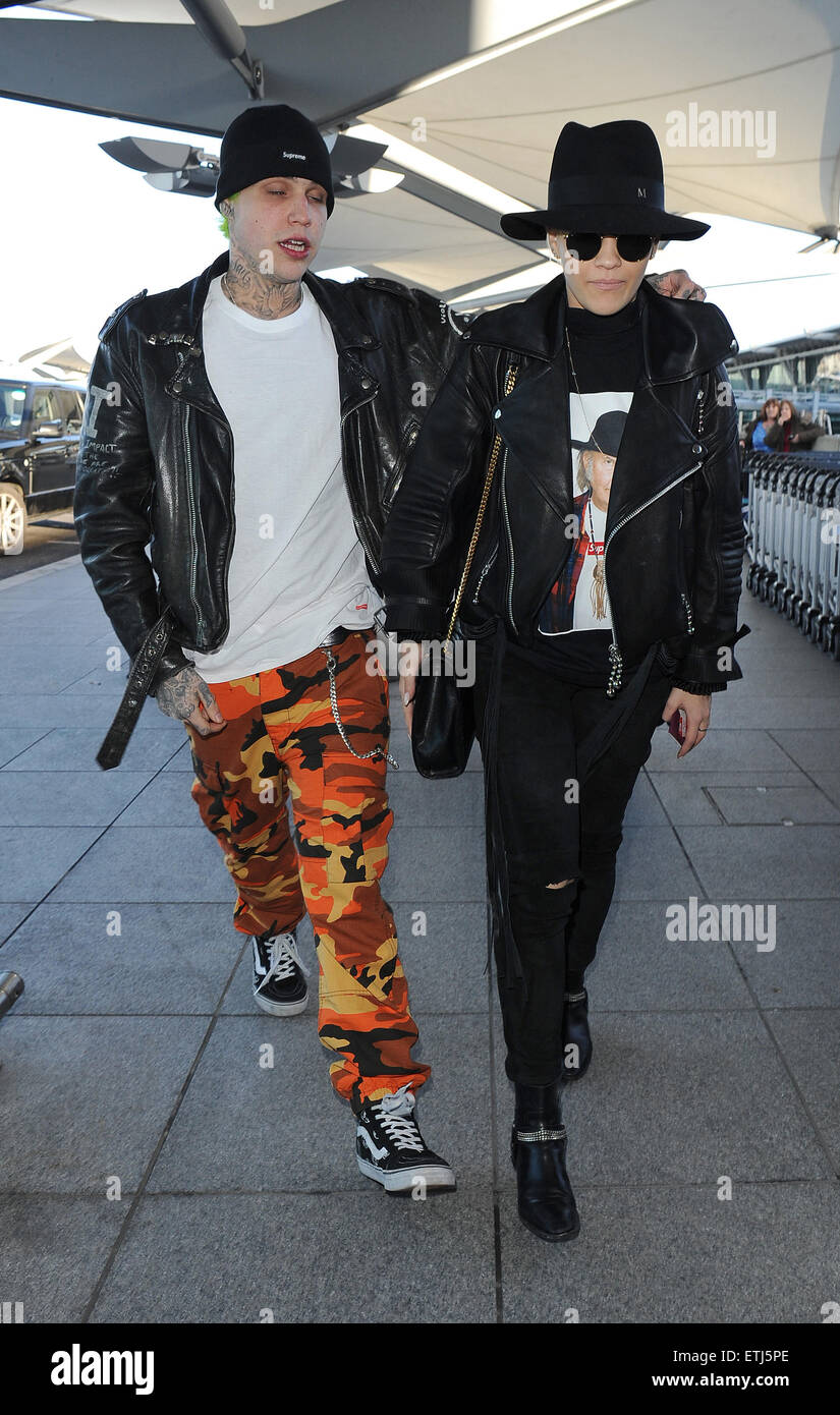 Rita Ora and boyfriend Ricky Hilfiger arrive at Heathrow Airport, to ...