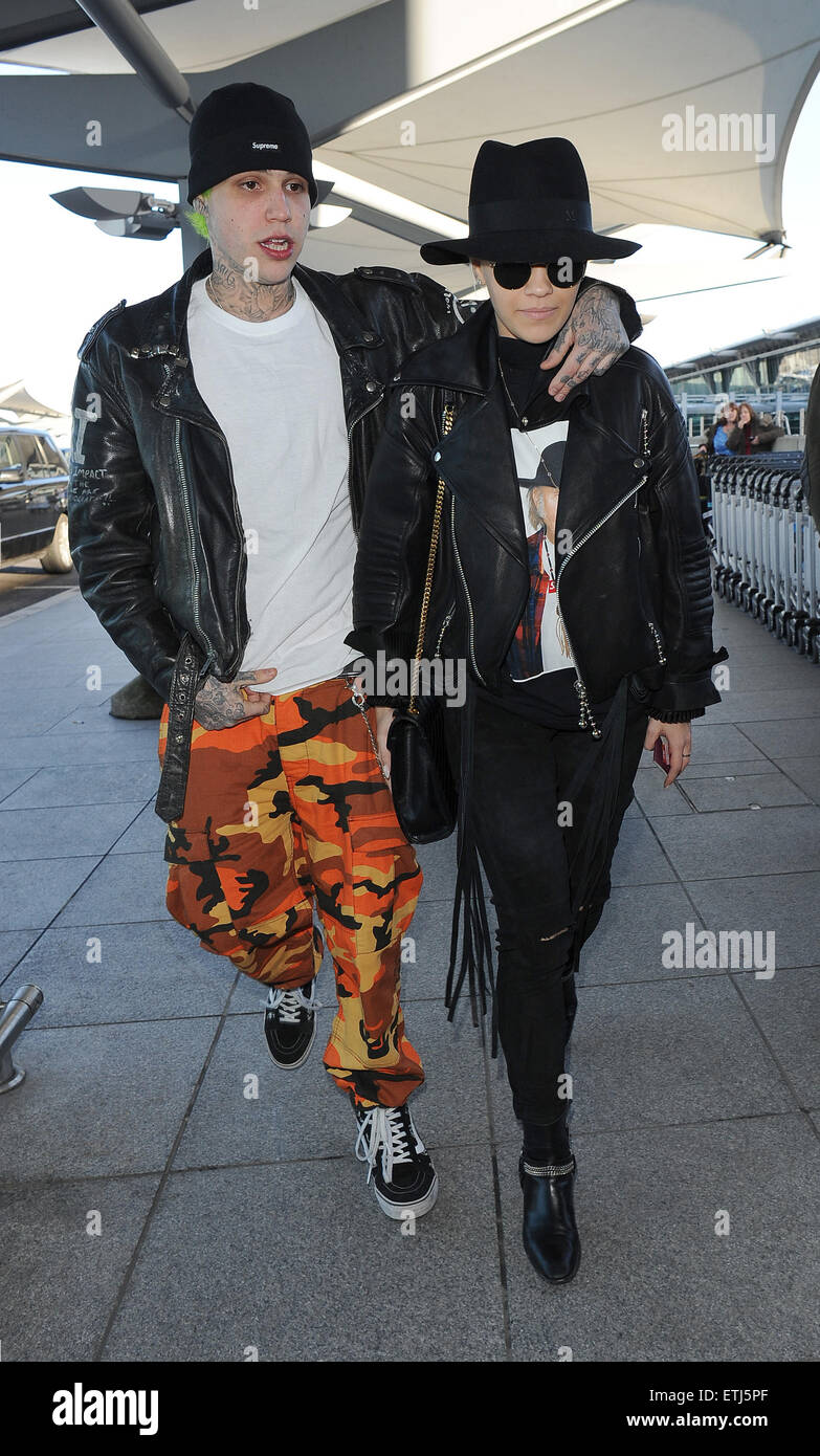 Rita Ora and boyfriend Ricky Hilfiger arrive at Heathrow Airport, to ...