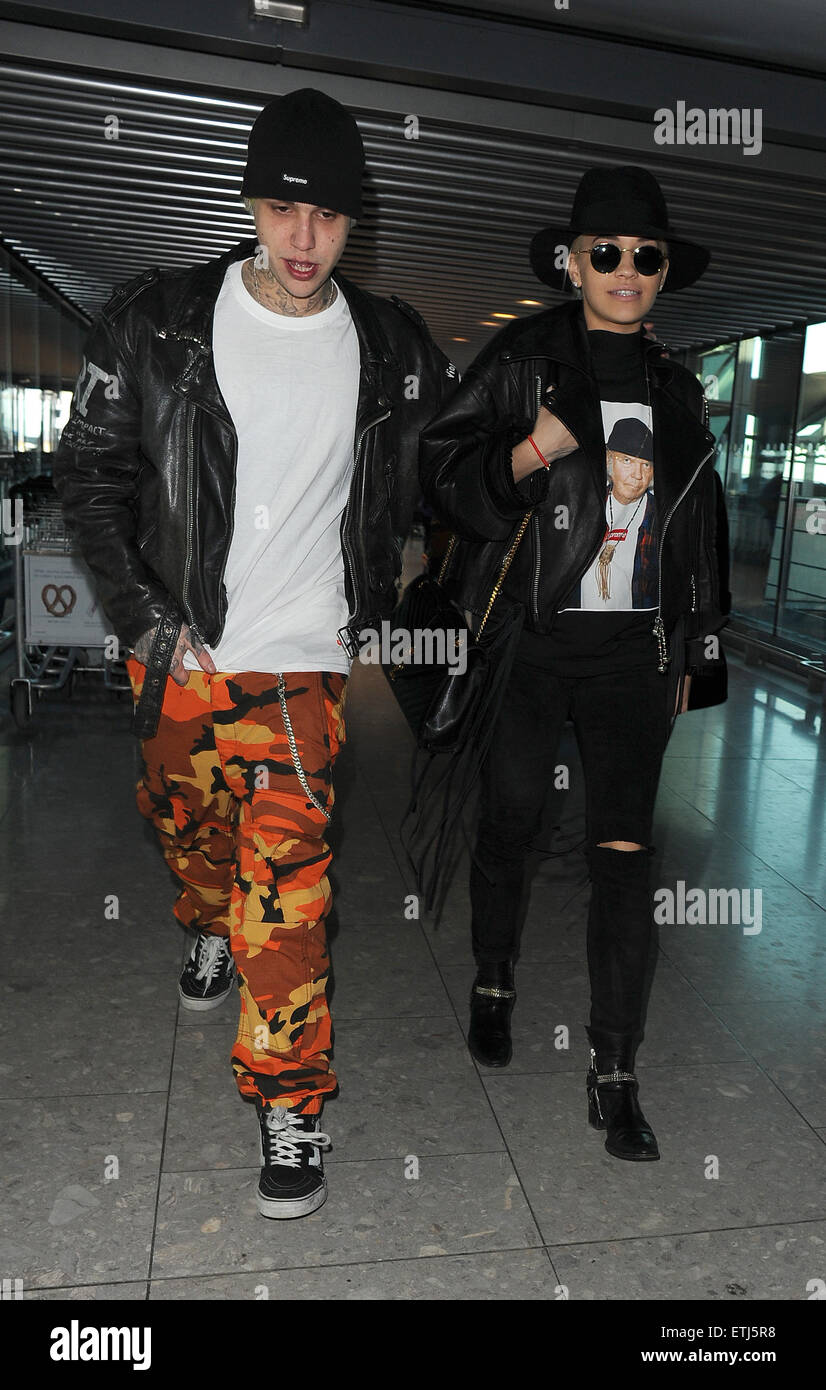 Rita Ora and boyfriend Ricky Hilfiger arrive at Heathrow Airport, to ...