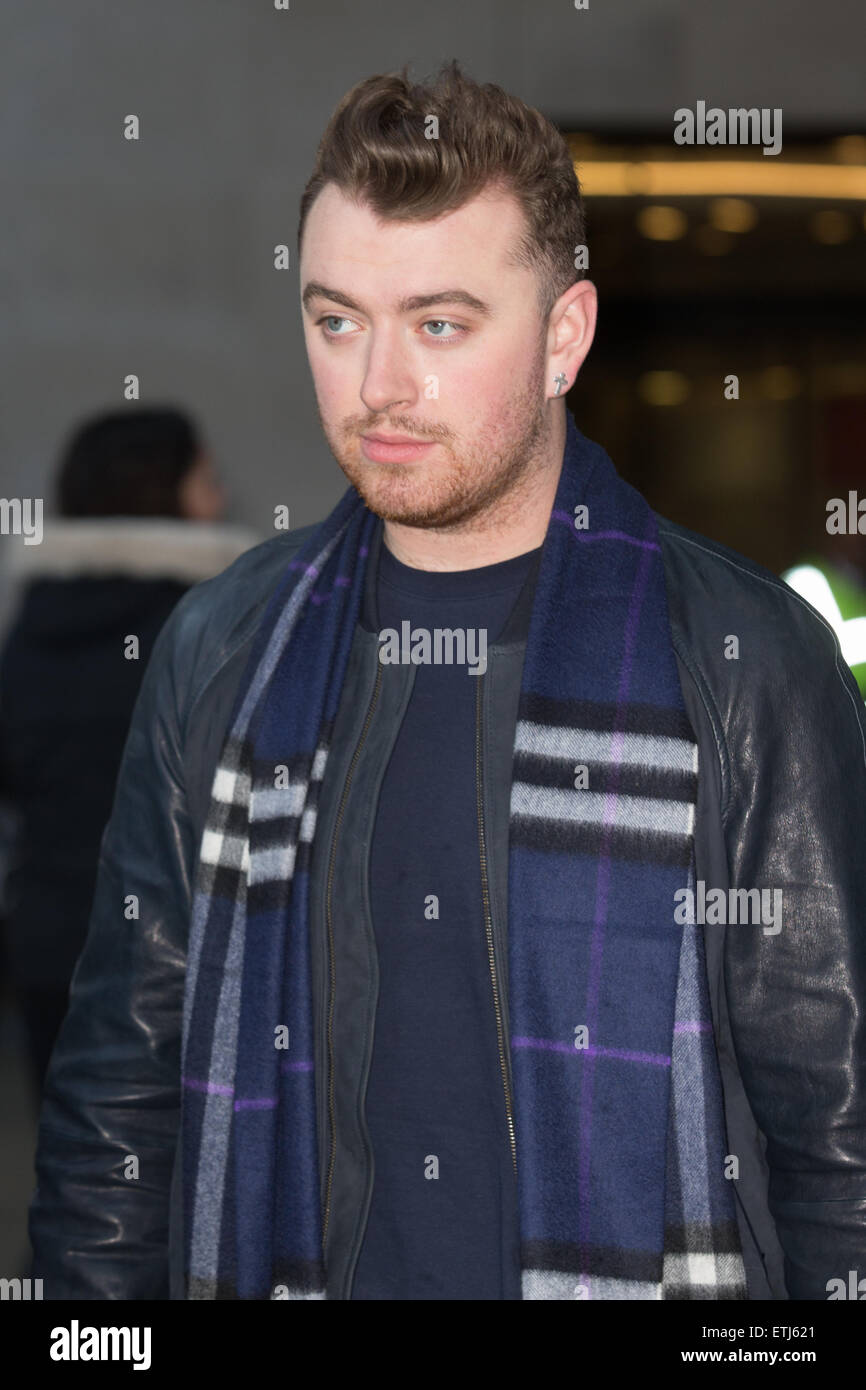 Sam Smith arriving the Radio 1 studio to appear as a guest on the Nick ...