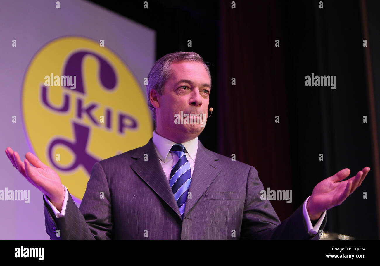 Nigel Farage MEP, leader of UKIP, addresses delegates at the UKIP ...