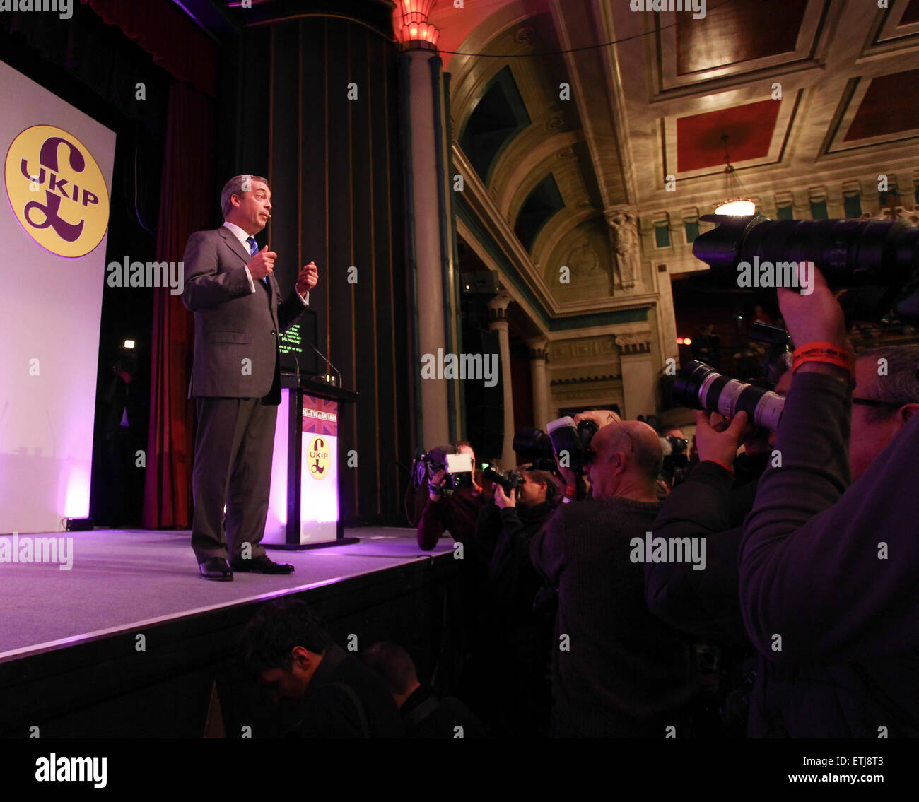 Nigel Farage MEP, leader of UKIP, addresses delegates at the UKIP ...
