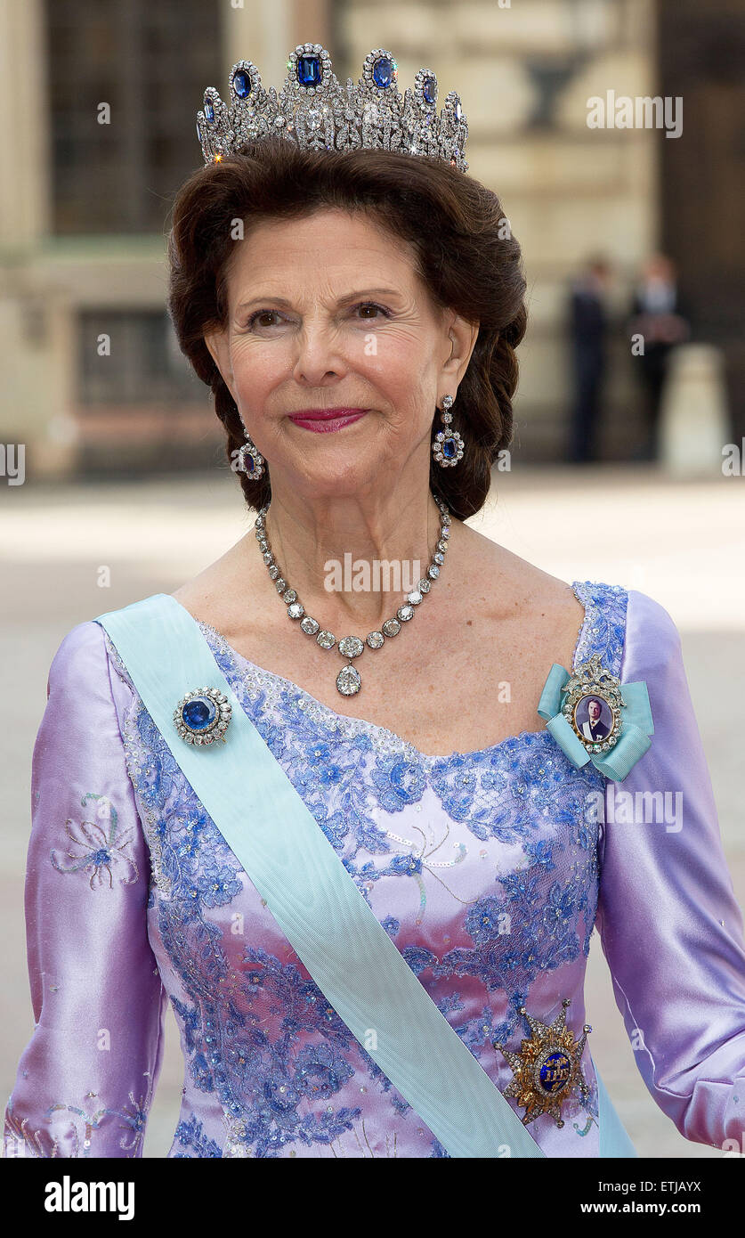 Stockholm, Sweden. 13th June, 2015. Queen Silvia of Sweden arrives at ...