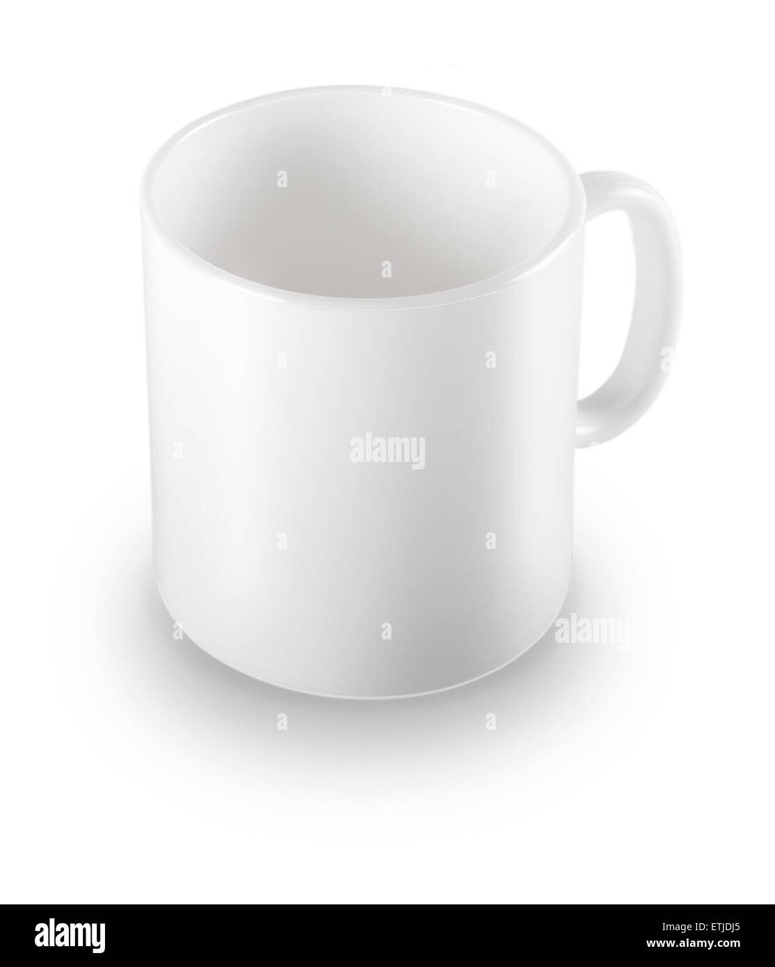 Photorealistic white cup isolated on white background. Top view from ...