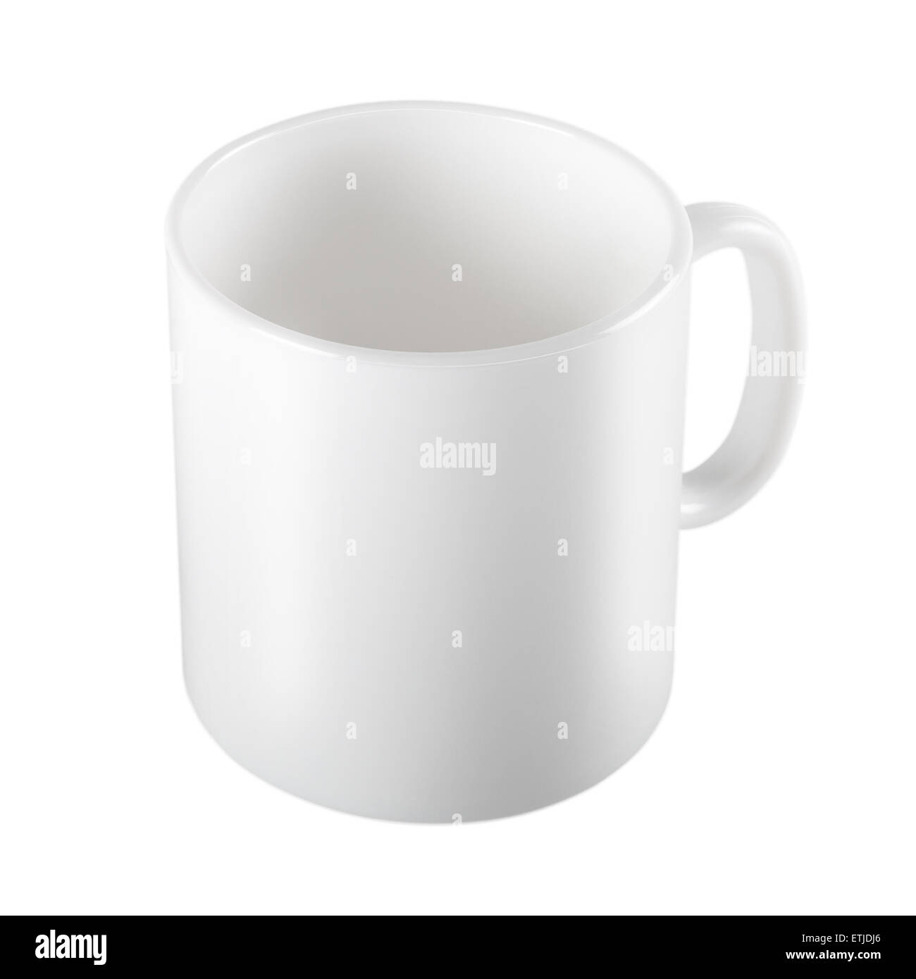 Photorealistic white cup isolated on white background. Top view from ...