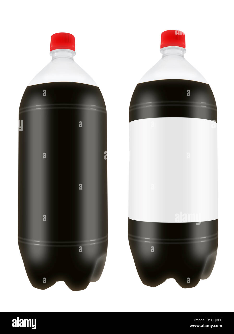 Refreshing cola drink in two liter plastic bottles isolated on white ...