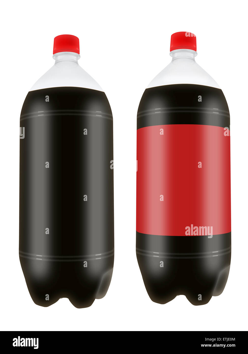 Refreshing cola drink in two liter plastic bottles isolated on white ...