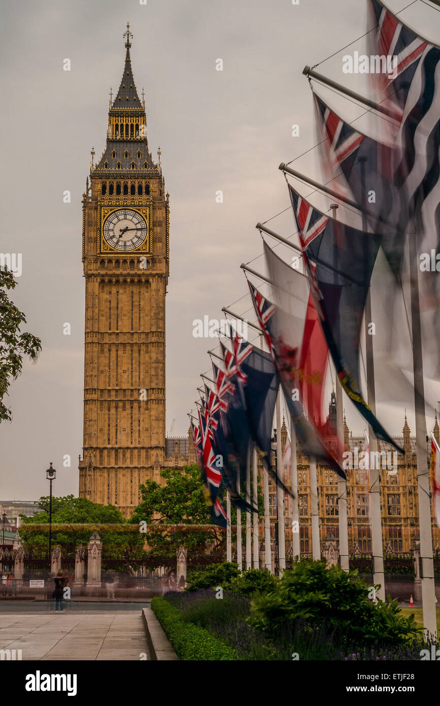 Big Ben and flags Stock Photo - Alamy