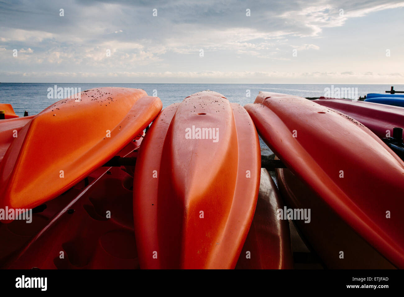 Canoes at the beach of Camogli, Italy Stock Photo - Alamy