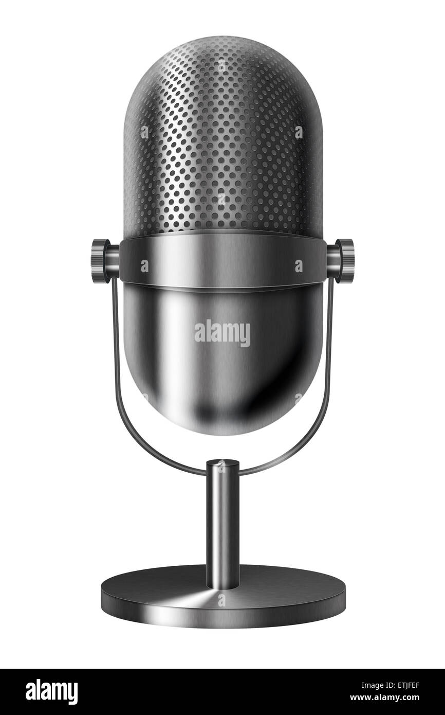 Vintage metal silver microphone isolated on white background. Highly ...