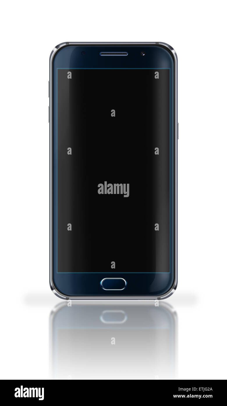 Realistic mobile phone with black screen, reflection and shadows ...