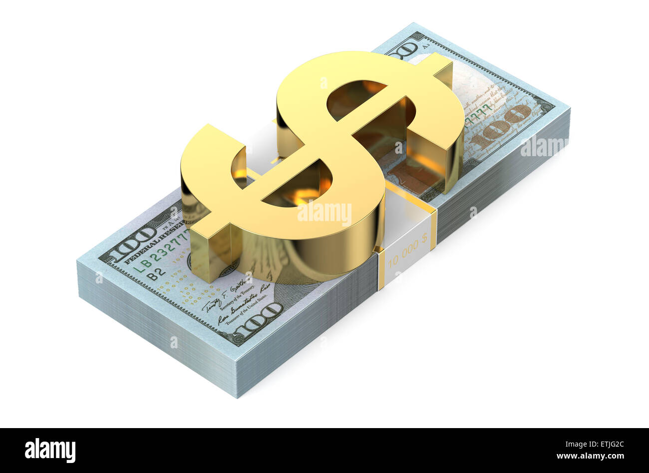 pack of dollars with dollar symbol isolated on white background Stock ...