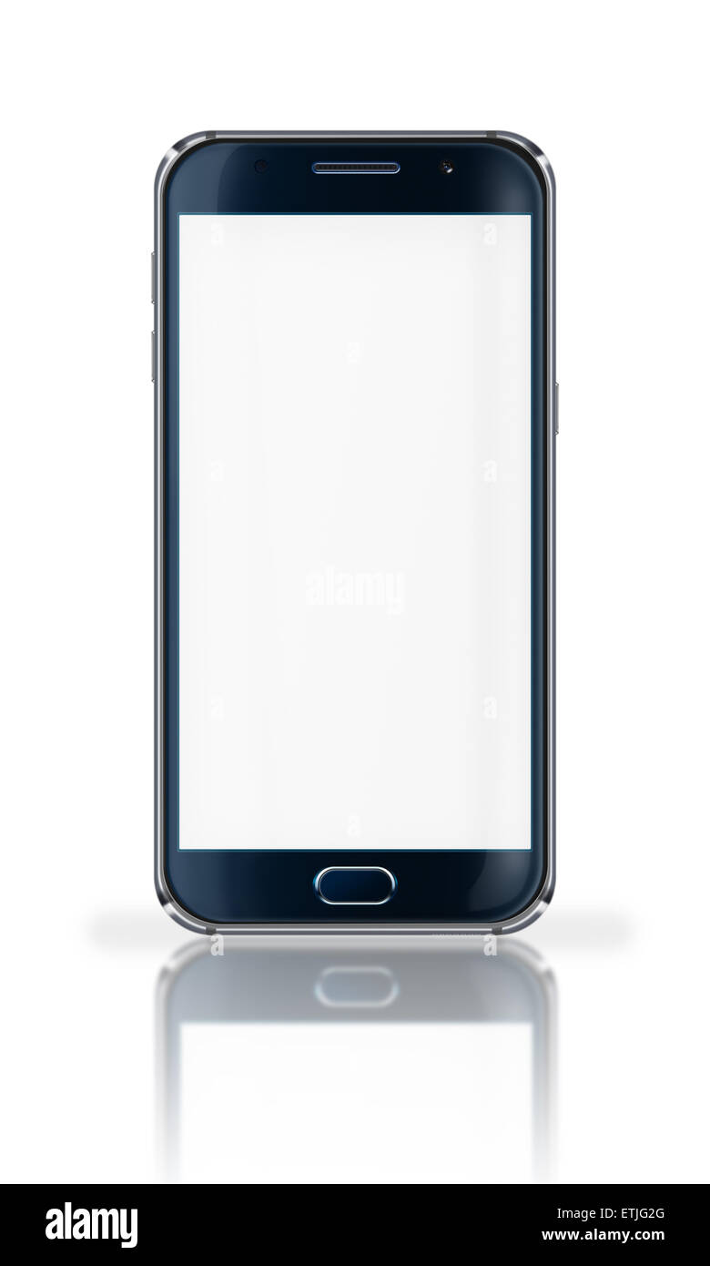 Realistic mobile phone with blank screen, reflection and shadows ...