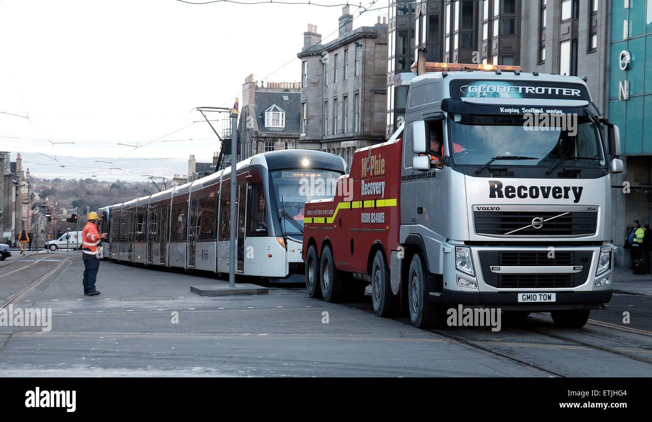 Two trams break down in York Place in Edinburgh City Centre and are ...