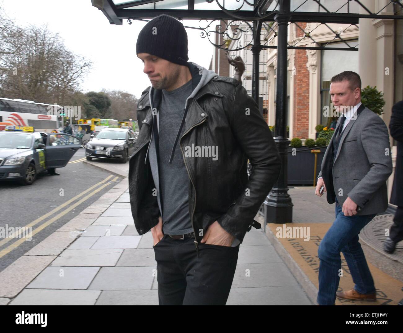 Victorious Irish rugby team players arriving at The Shelbourne Hotel in ...